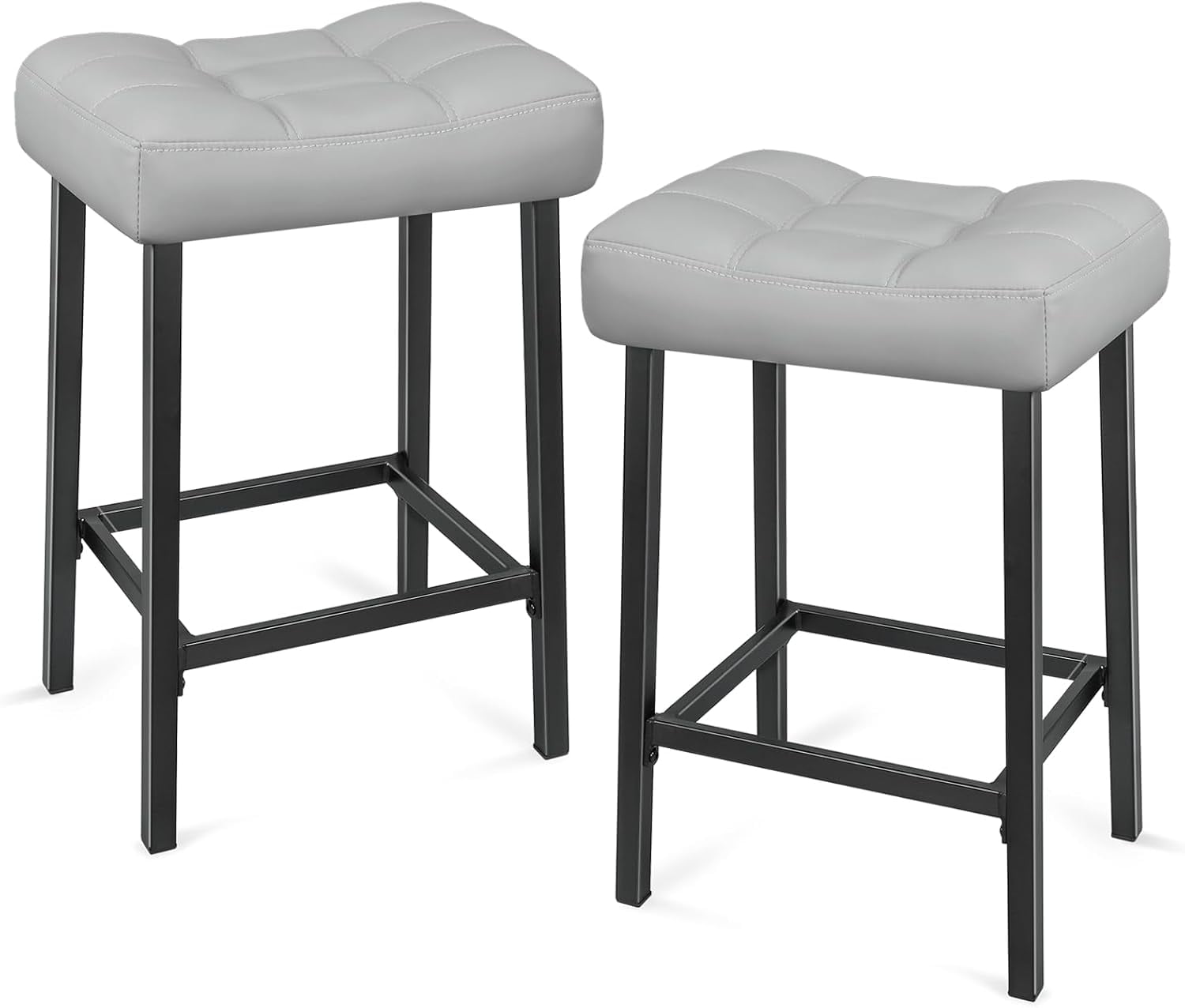 Bar Stools Set of 2, 24 Inch Backless Saddle Bar Stools, Double Needle ...