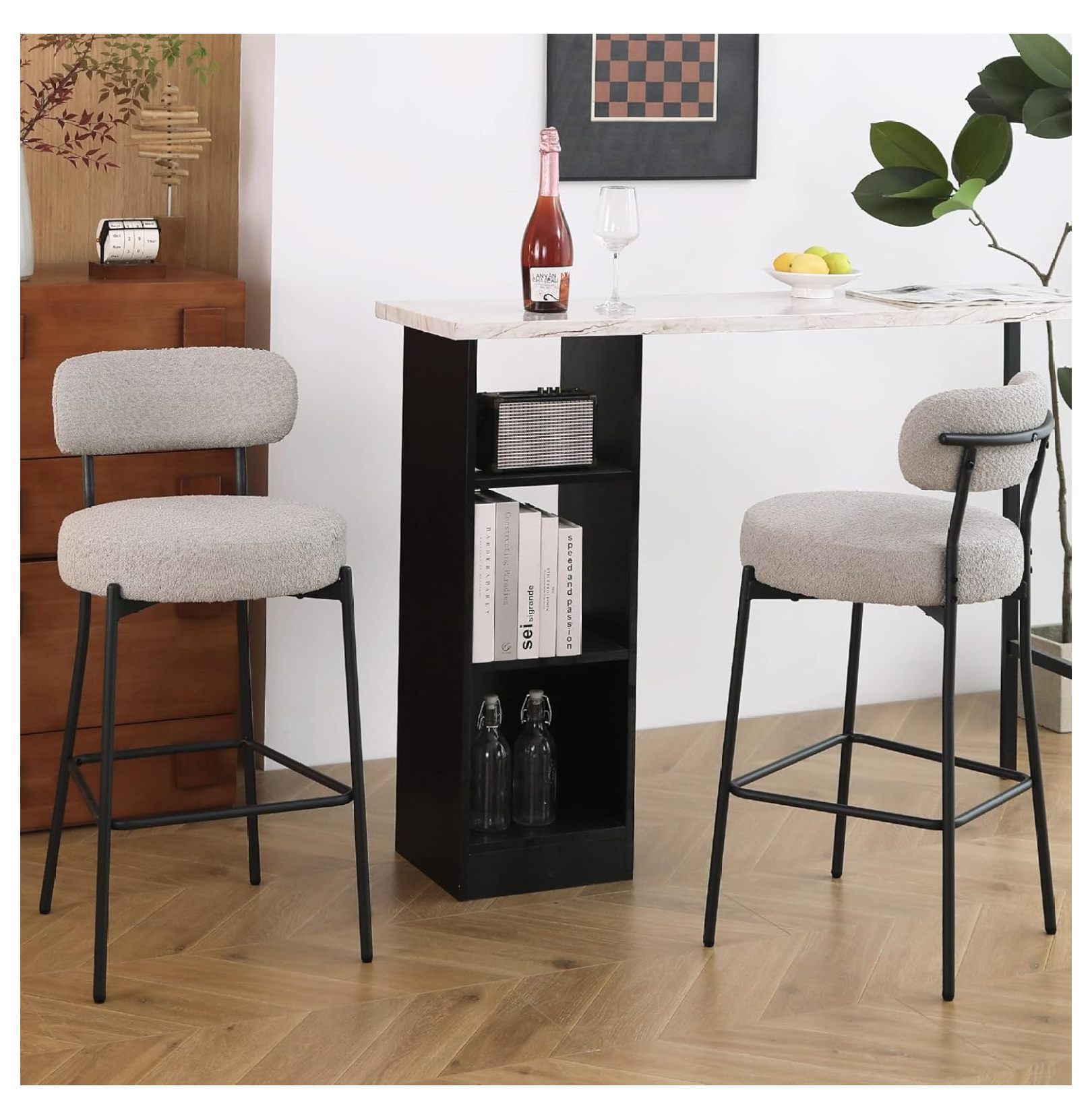 Bar Stools Set of 2, 27 Inches Counter Height Kitchen Bar Stools with ...