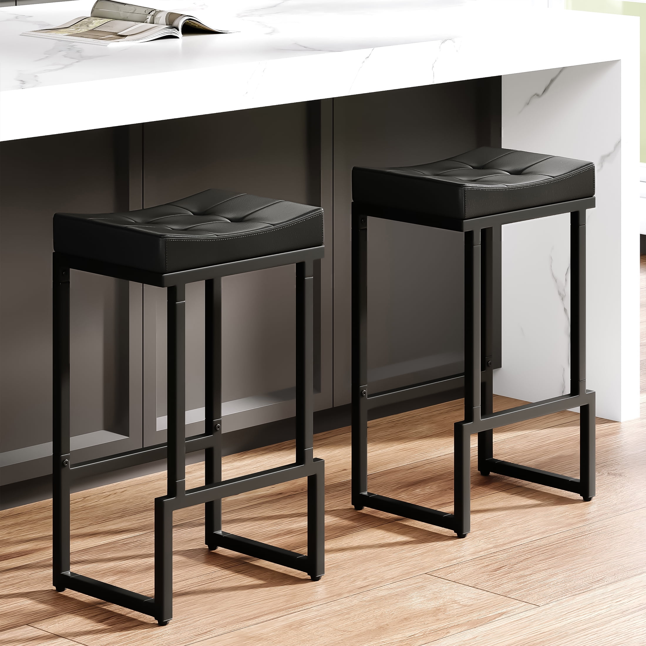 FIRAVOE Bar Stools Set of 2, 28" Counter Height Bar Stools (Backless ...