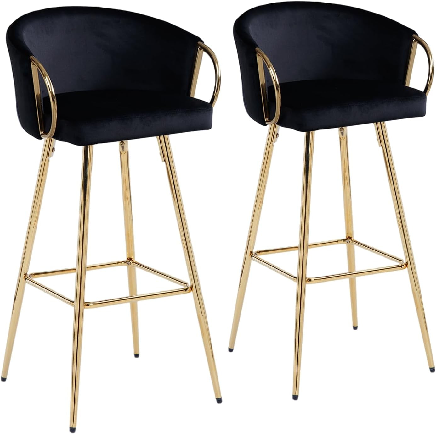 Bar Stools Set of 2, 30 Inch Counter Height Bar Stools Velvet Low Back ...