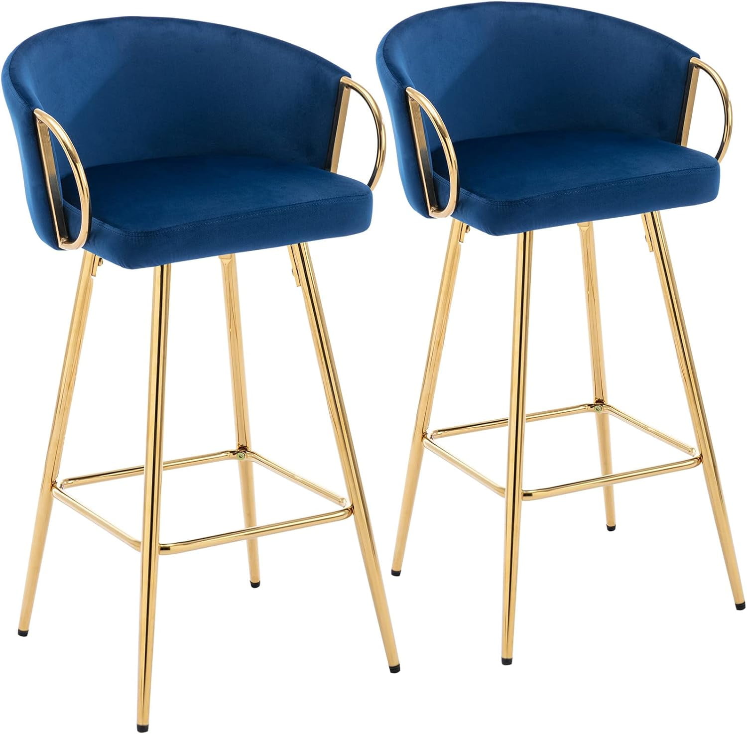 Bar Stools Set of 2,30 Inch Counter Height Bar Stools Velvet Low Back ...