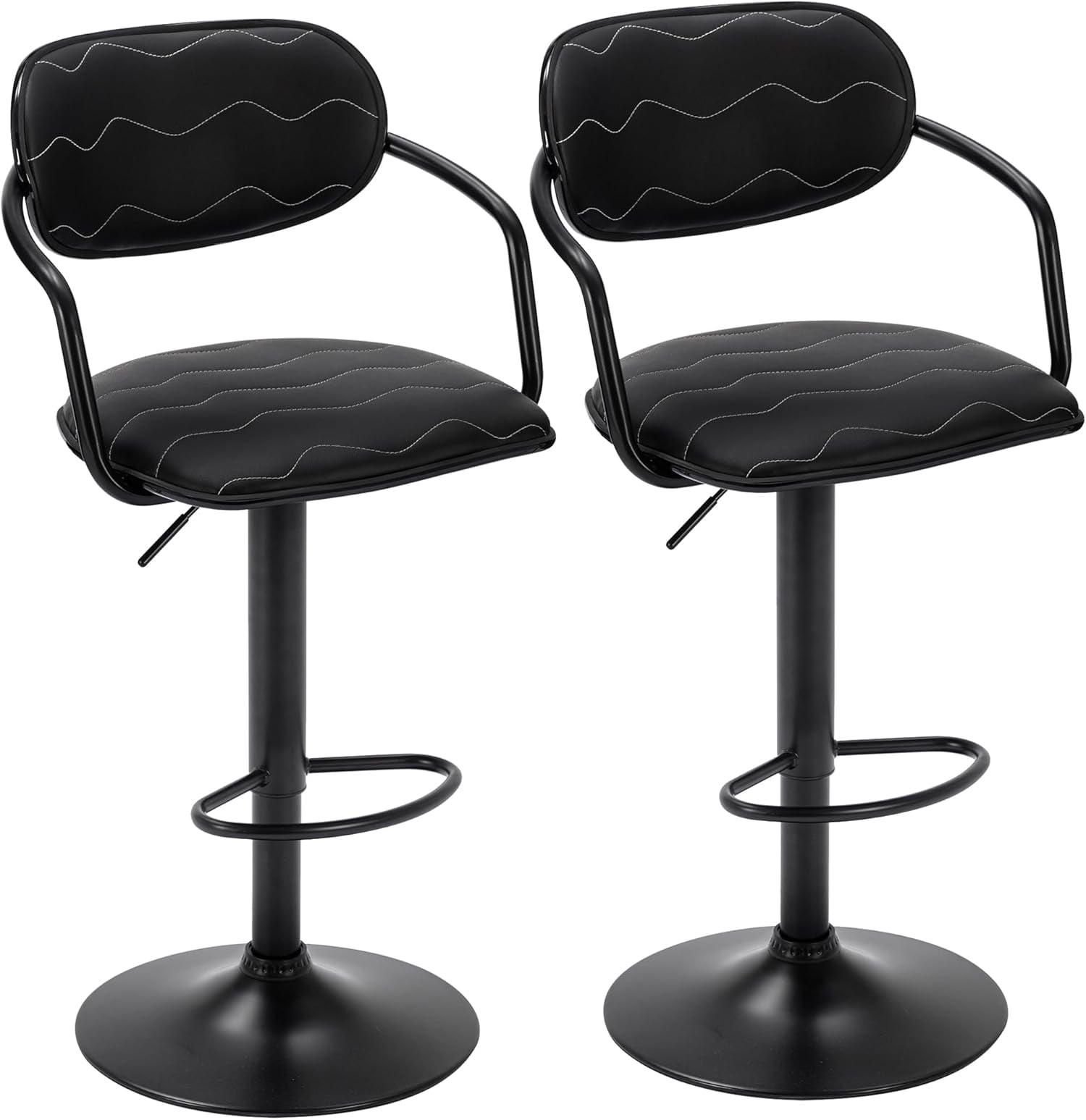 Bar Stools Set of 2, Adjustable Counter Height Barstools with and Arm ...