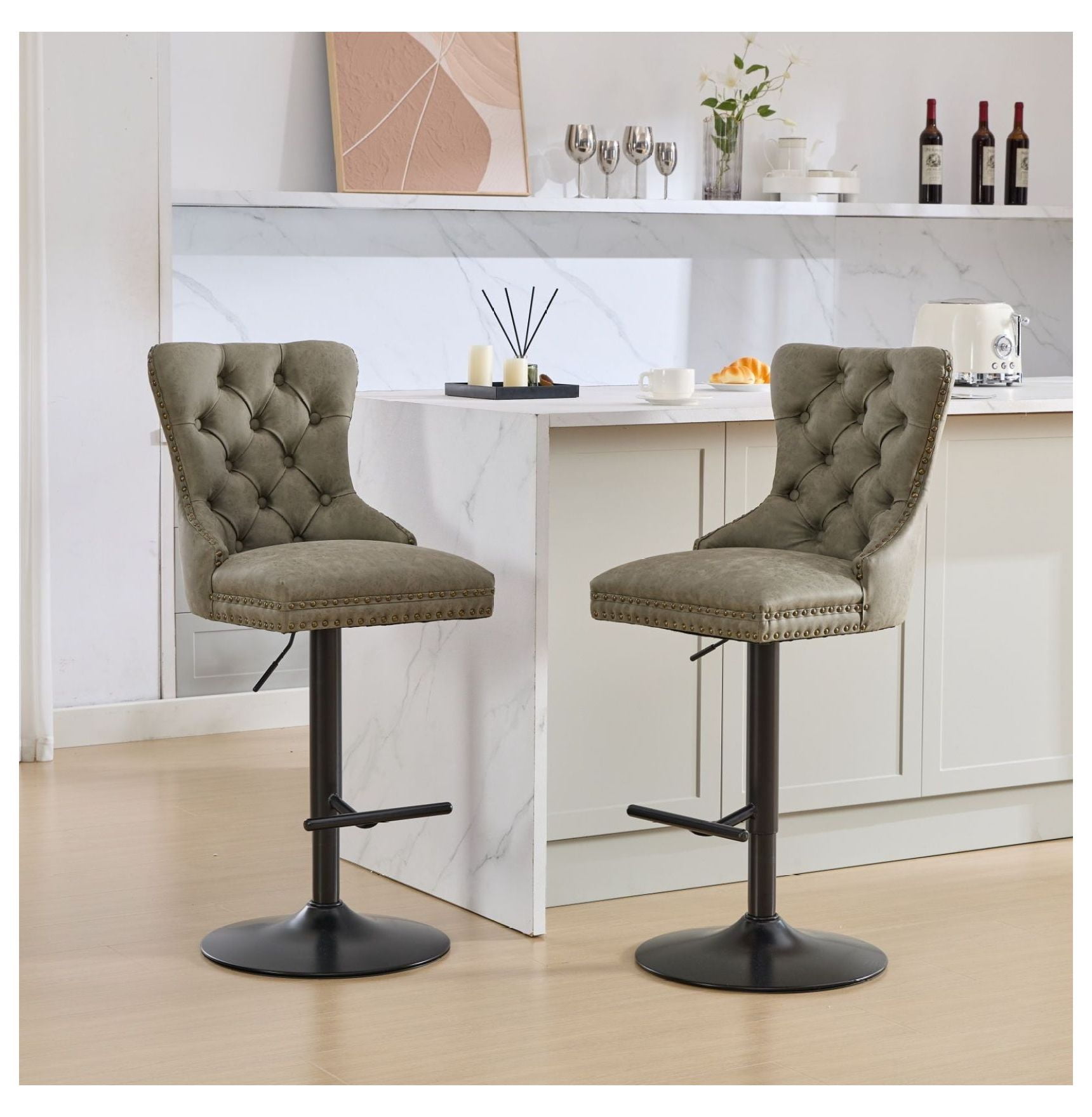 Bar Stools Set of 2, Adjustable Height 26-33 Inch - Walmart.com