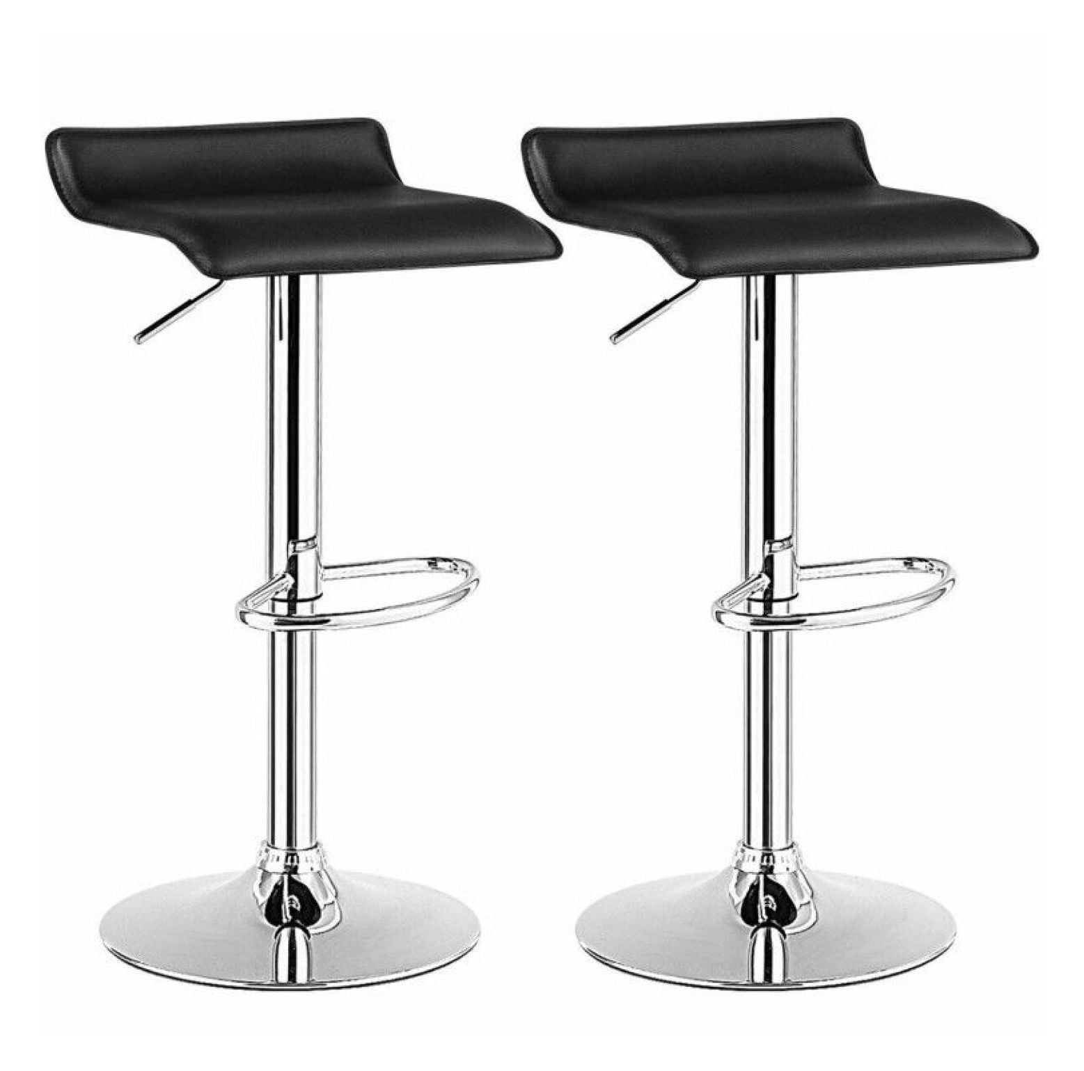 Bar Stools Set of 2, Adjustable Height Swivel Counter Stools PU Leather ...