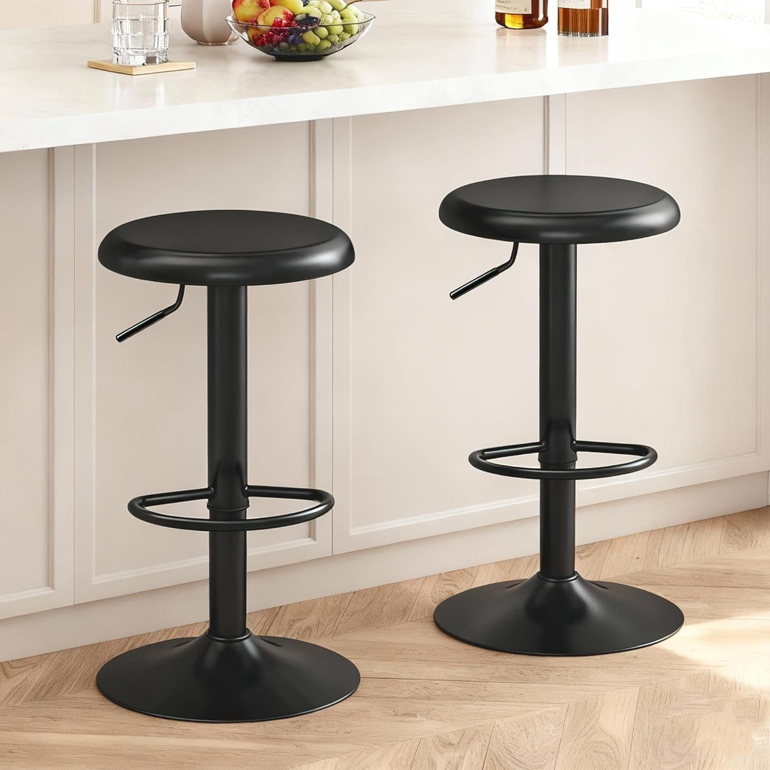 Bar Stools Set of 2, Adjustable Metal Bar stools Swivel Counter Height ...