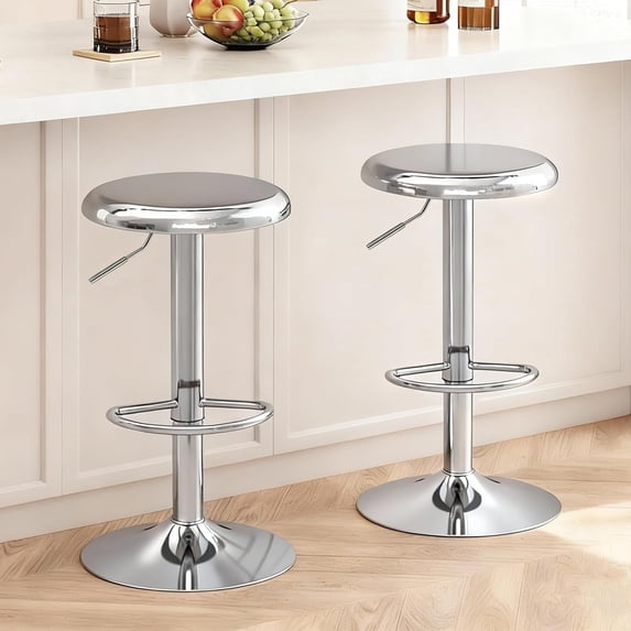 Bar Stools Set of 2, Adjustable Metal Bar stools Swivel Counter Height ...