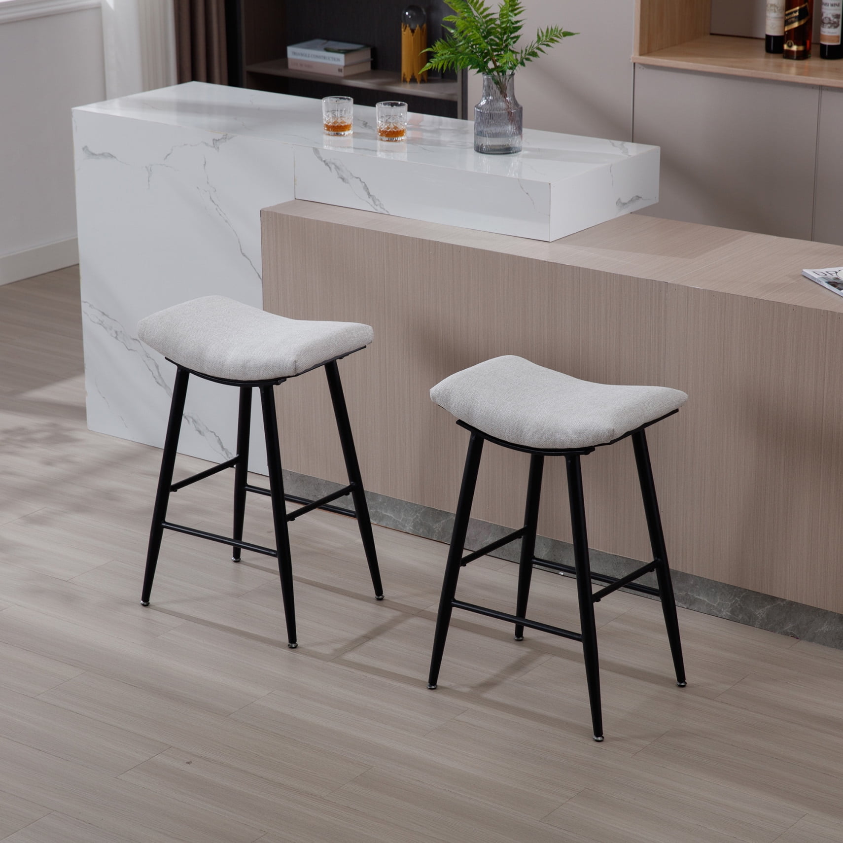 Bar Stools Set of 2,Armless Counter Low Bar Stools Without Back,Modern ...