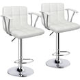 Bar Stools Set of 2,Armrest Adjustable Swivel Barstools with ,Double PU ...