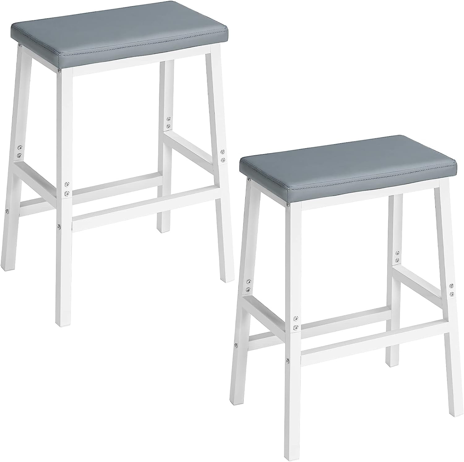 Bar Stools, Set of 2 Bar Chairs, PU Leather Upholstered Breakfast ...