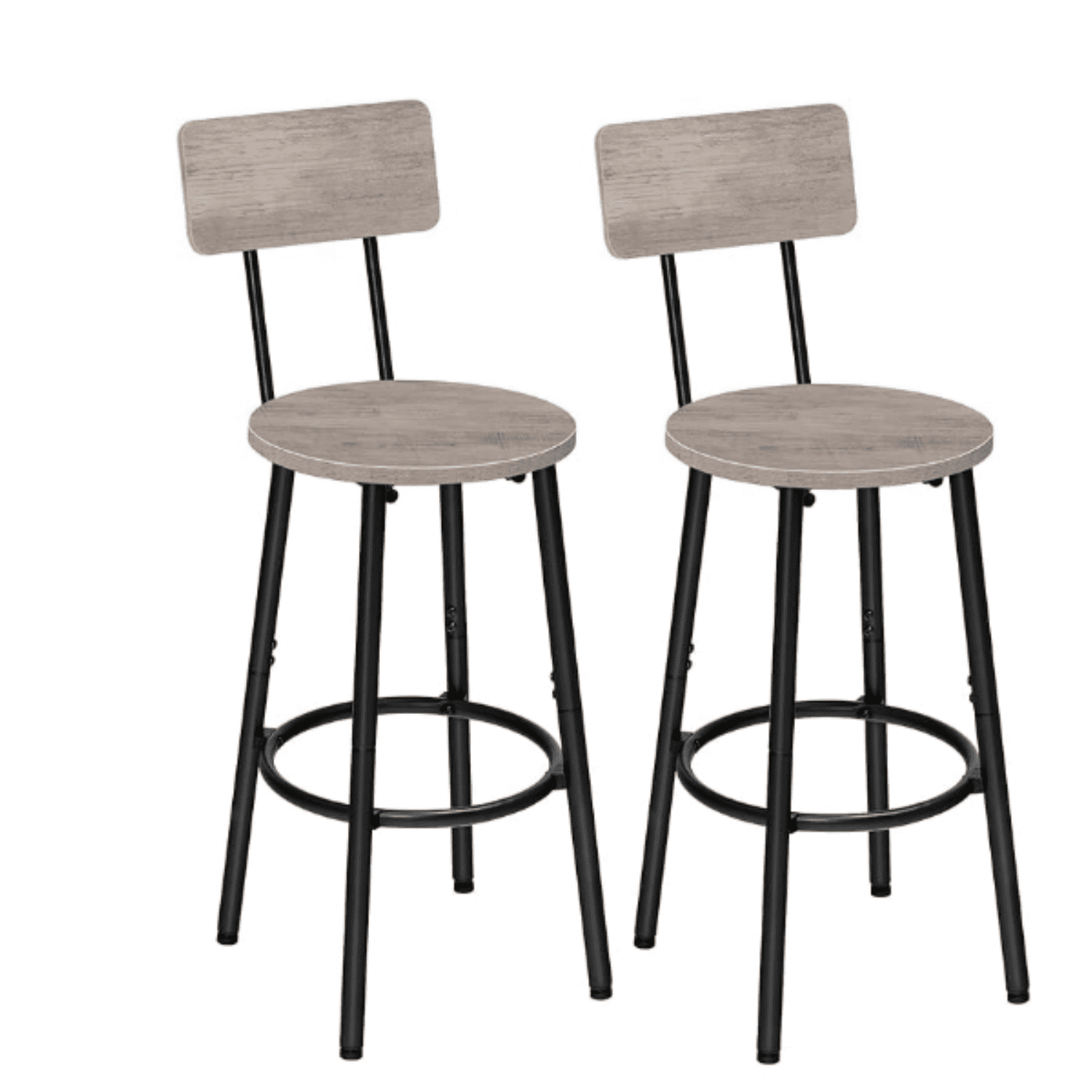 Bar Stools,Set of 2 Bar Stools with Footrest and Back,25.2" Bar Chairs ...