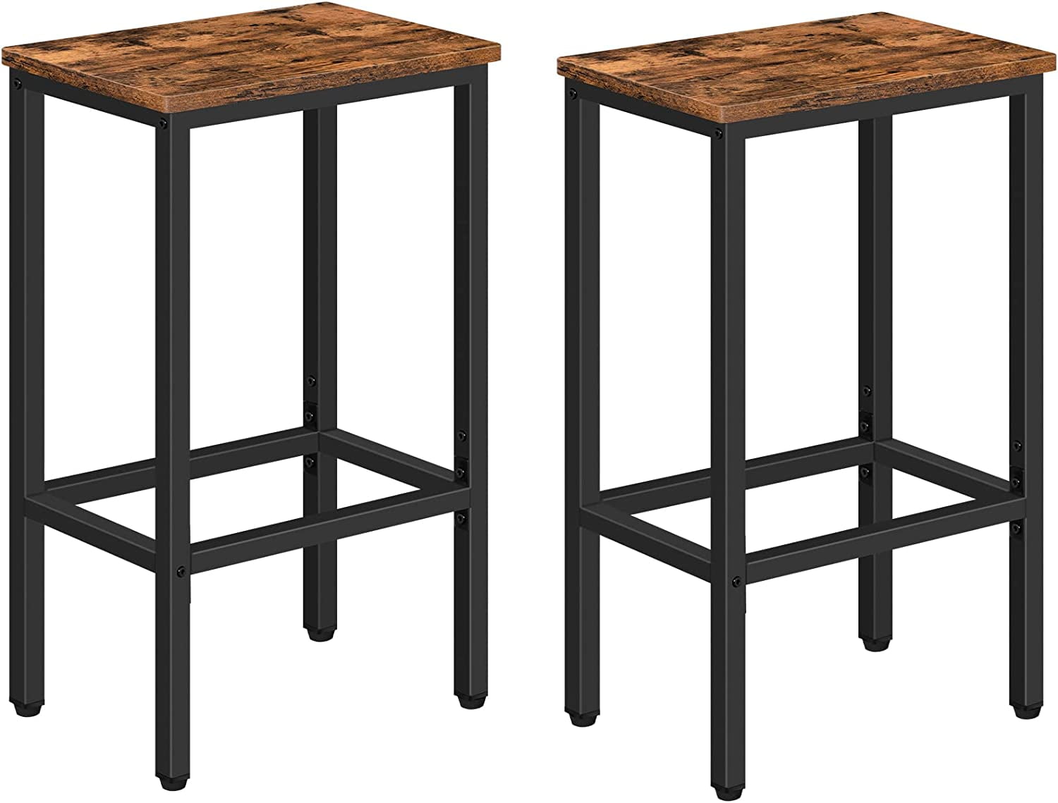 Bar Stools, Set of 2 Chairs, Kitchen Breakfast Stools with Footrest, 25 ...