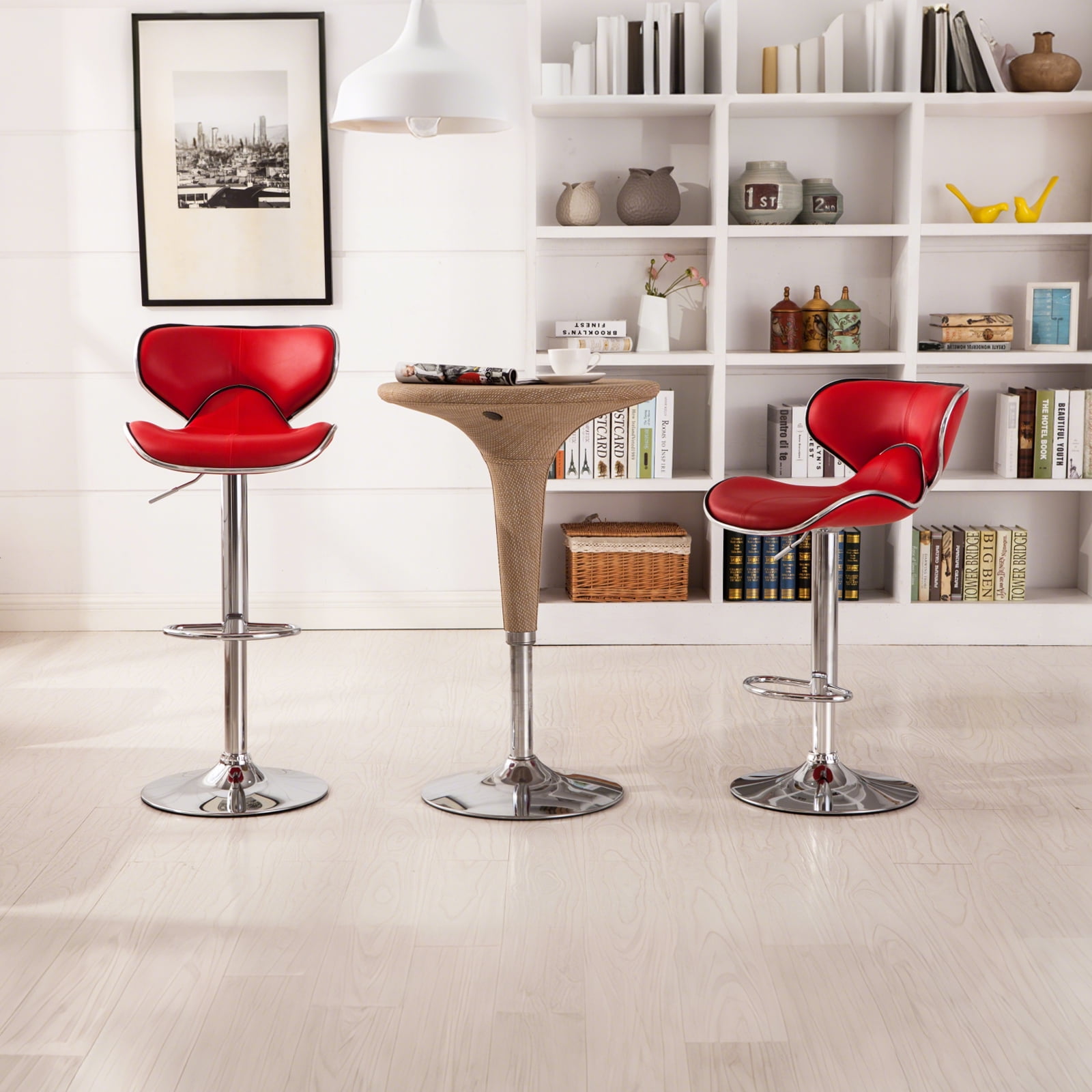 Bar Stools Set of 2,Counter Height Adjustable Bar Stool with Backrest ...