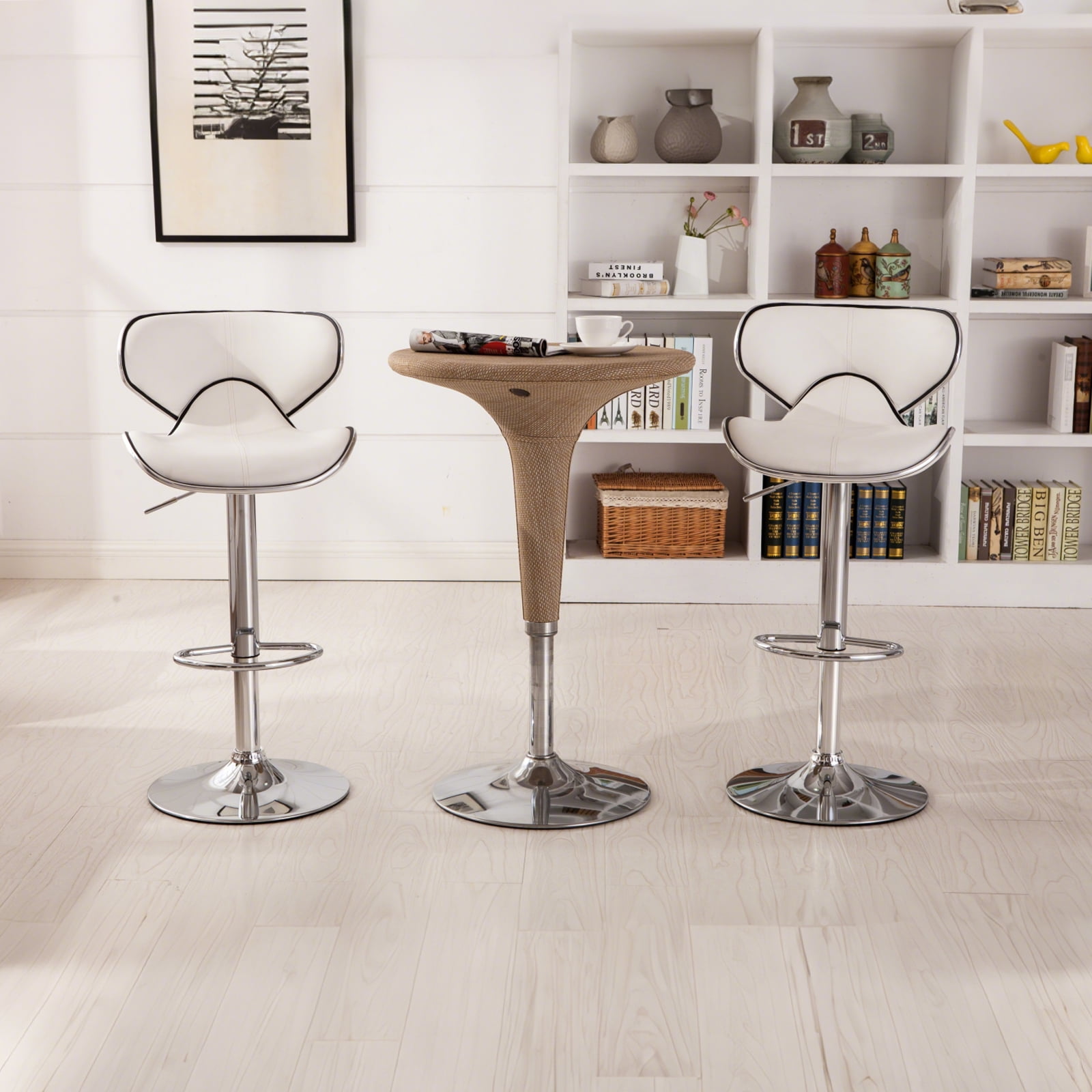 Bar Stools Set of 2,Counter Height Adjustable Bar Stool with Backrest ...