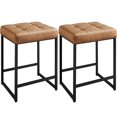 Bar Stools, Set of 2 Faux Leather Counter Height Bar Stools with ...