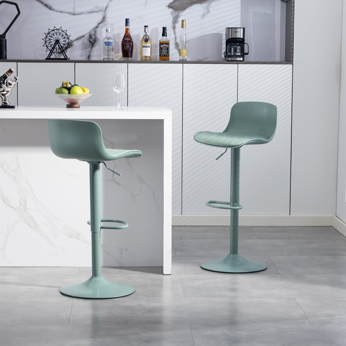Bar Stools Set of 2 Height Adjustable Swivel Counter Height Barstools ...