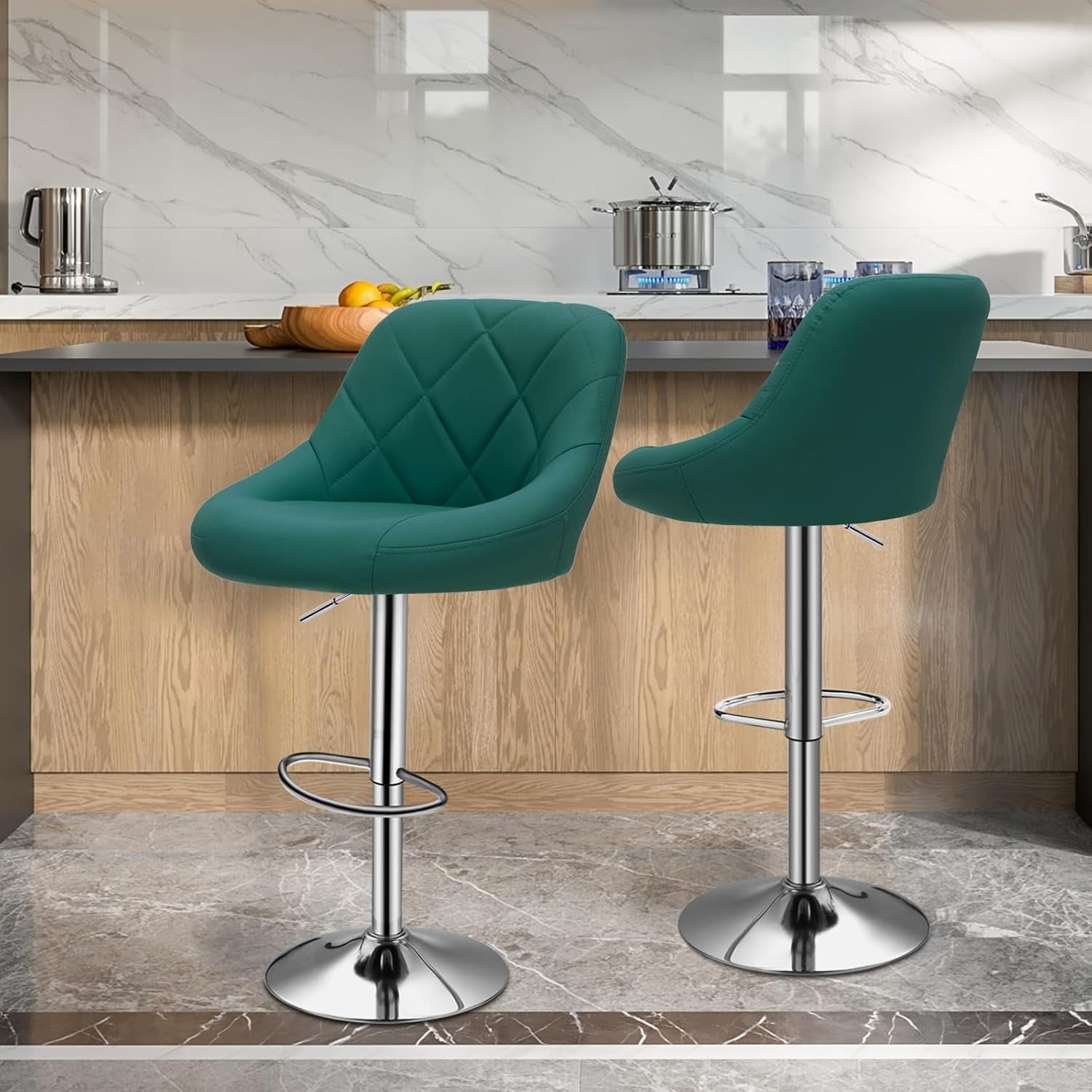 Bar Stools Set of 2, Height Adujustable and 360° Swivel Counter stools ...