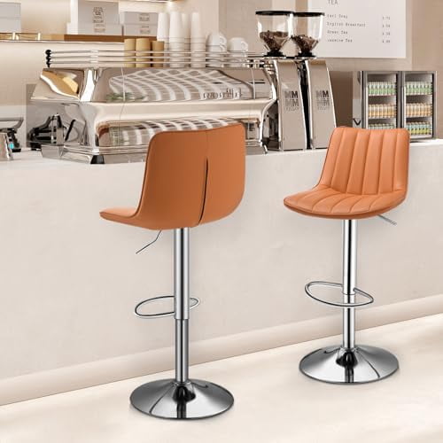 Bar Stools Set of 2, Height Adujustable and 360° Swivel Counter stools ...