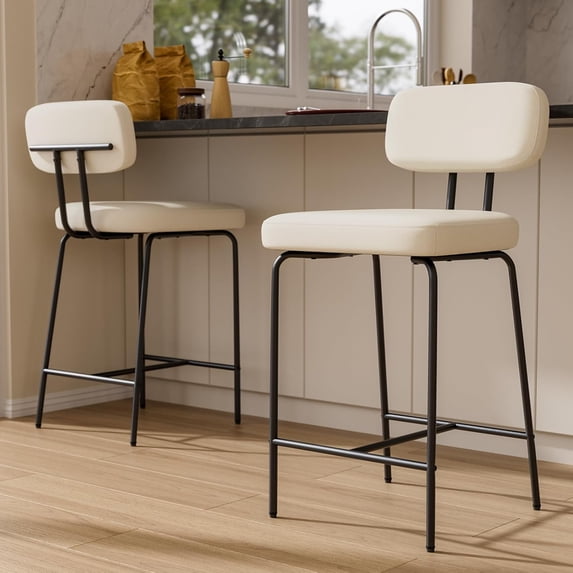Bar Stools Set of 2, Kitchen Counter stools with Backs and Metal Legs ...