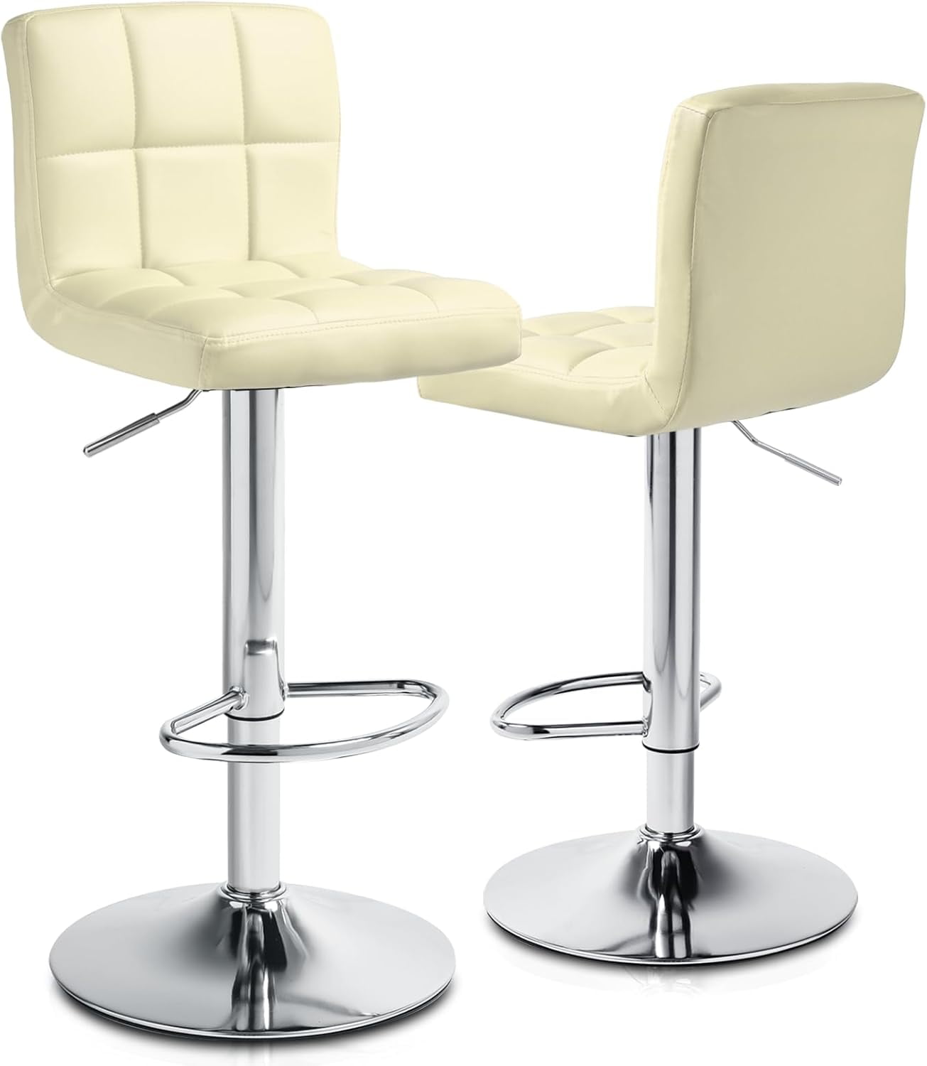 Bar Stools Set of 2, PU Leather Counter Height Barstools Armless ...