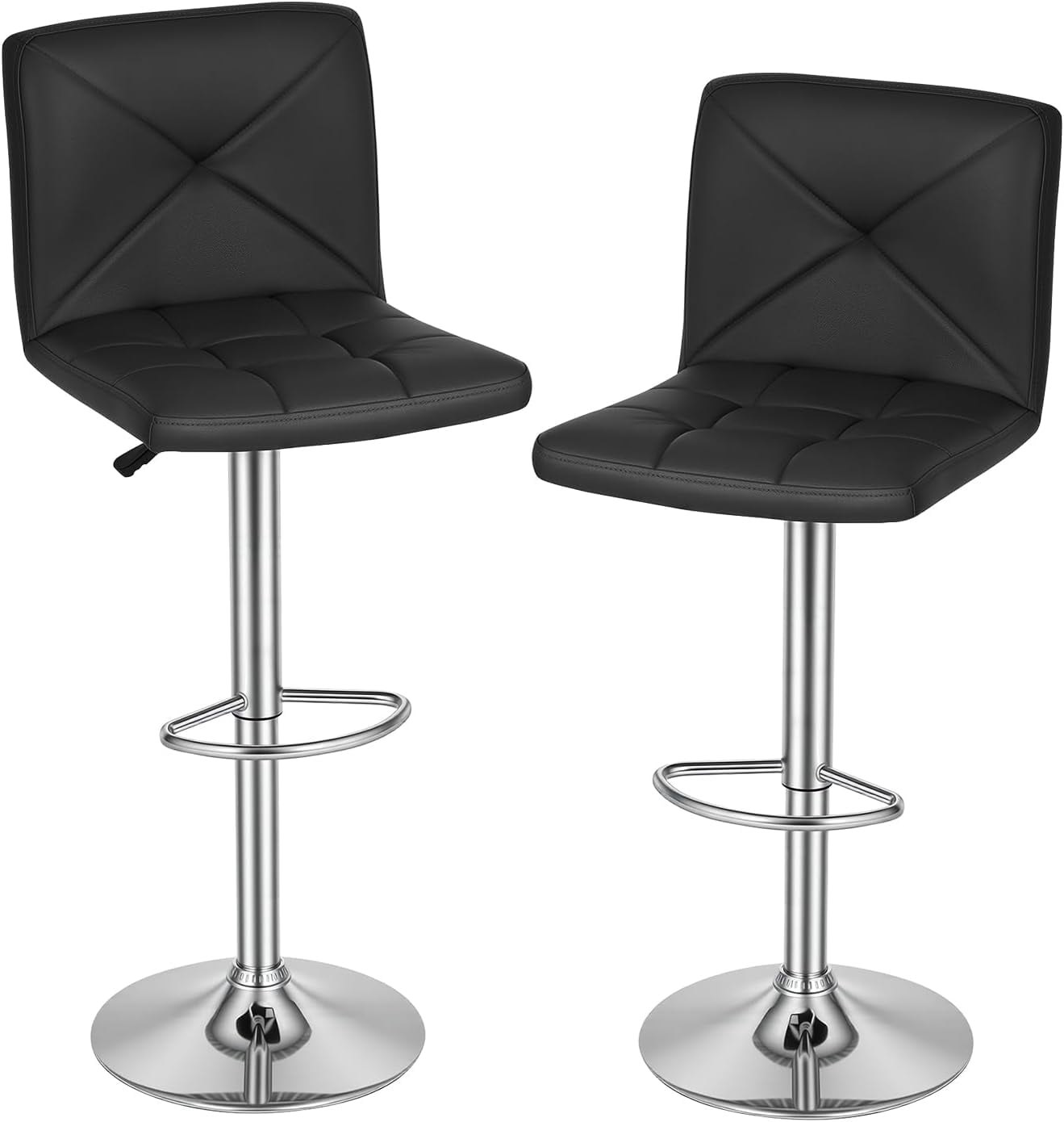 Bar Stools Set of 2, PU Leather Swivel Kitchen Counter Height Chairs ...