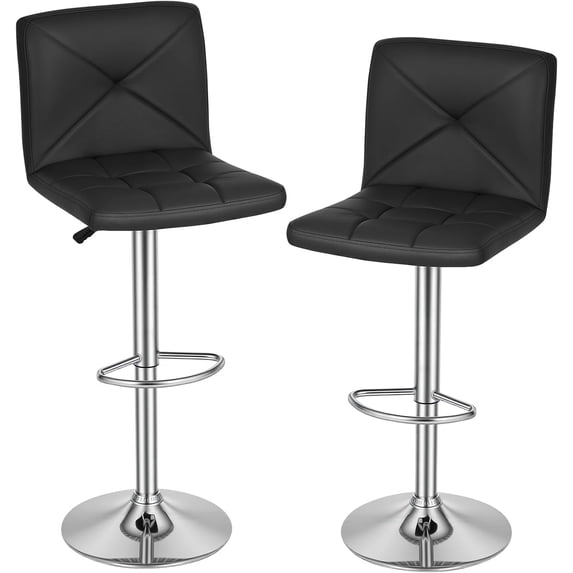 Bar Stools Set of 2, PU Leather Swivel Kitchen Counter Height Chairs ...
