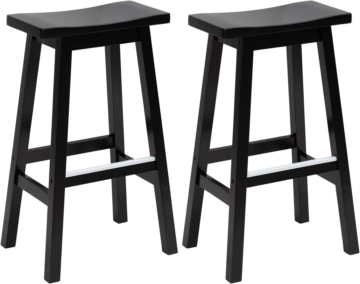 Walmart Bar Stools Set of 2, Solid Wood, Saddle-Seat, 30-Inch Counter ...