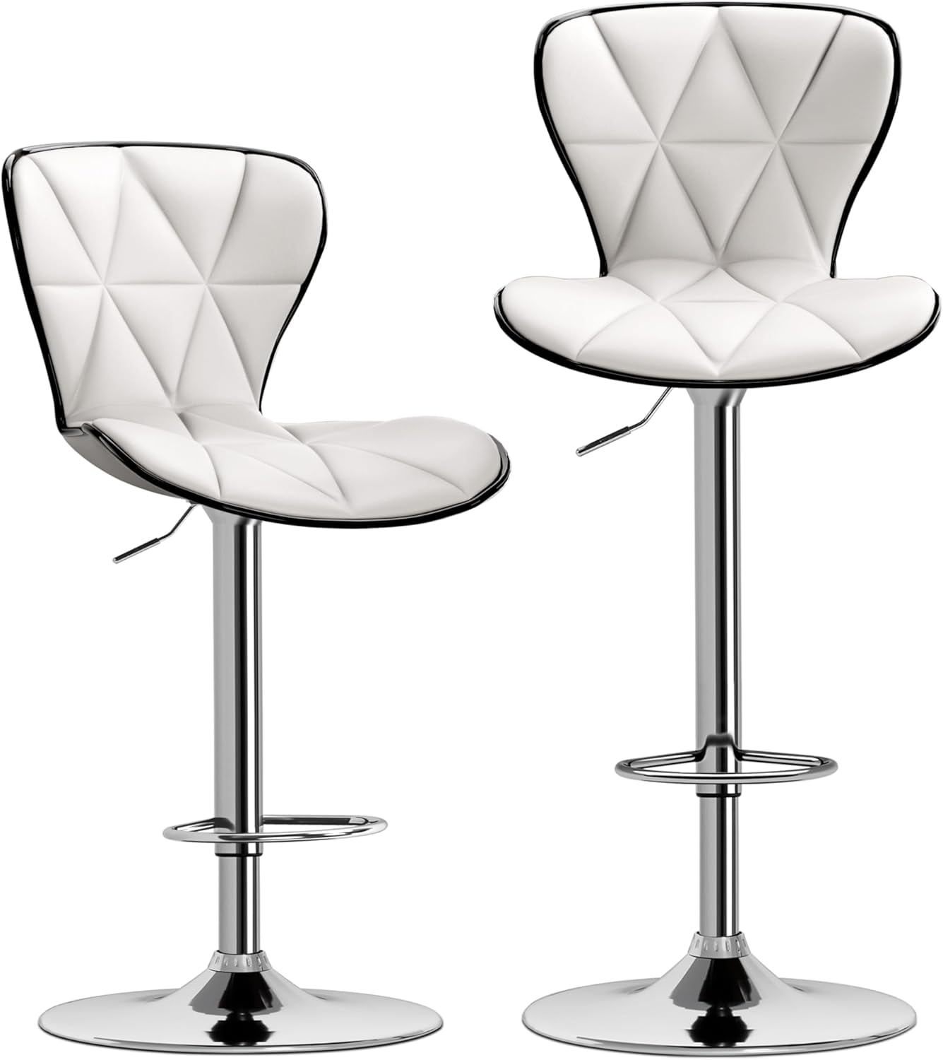 Bar Stools Set of 2, Swivel Adjustable Counter Height Barstools with Back and PU Leather, Bar ...