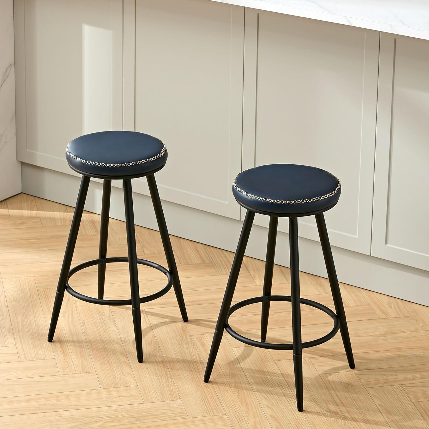 Bar Stools Set of 2, Swivel Backless 24" Counter Height Bar Stools for ...