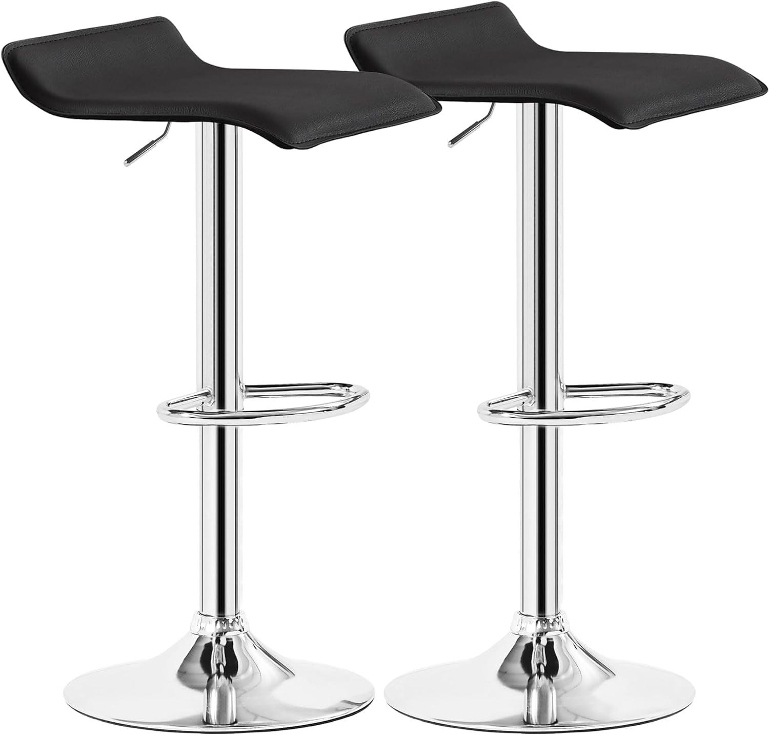 Bar Stools Set of 2, Swivel and Adjustable Height, Modern PVC Bar ...