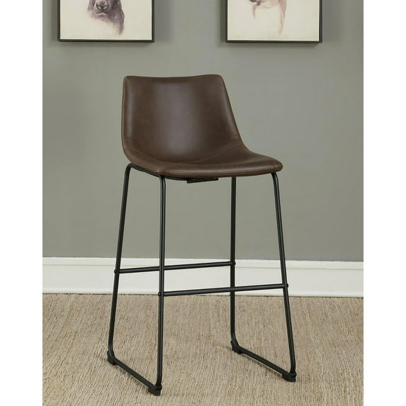 Bar Stools / Set of 2, Two - tone Brown Leatherette Upholstered, Black ...