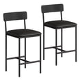 Bar Stools Set of 2, with Back Metal Legs, Modern Upholstered Barstools ...