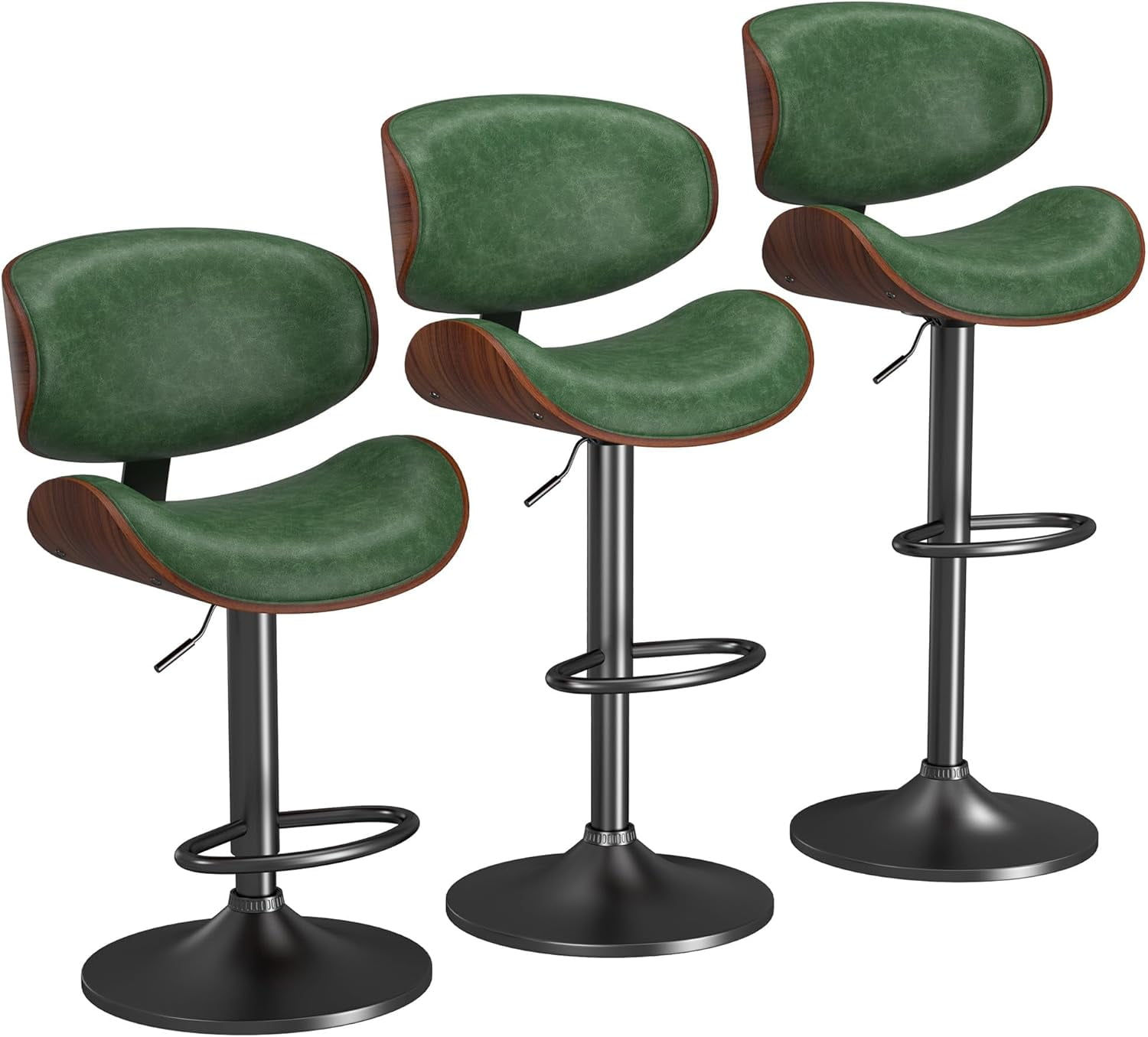 Bar Stools Set of 3, Bar Stools for Kitchen Island with Bentwood Back ...