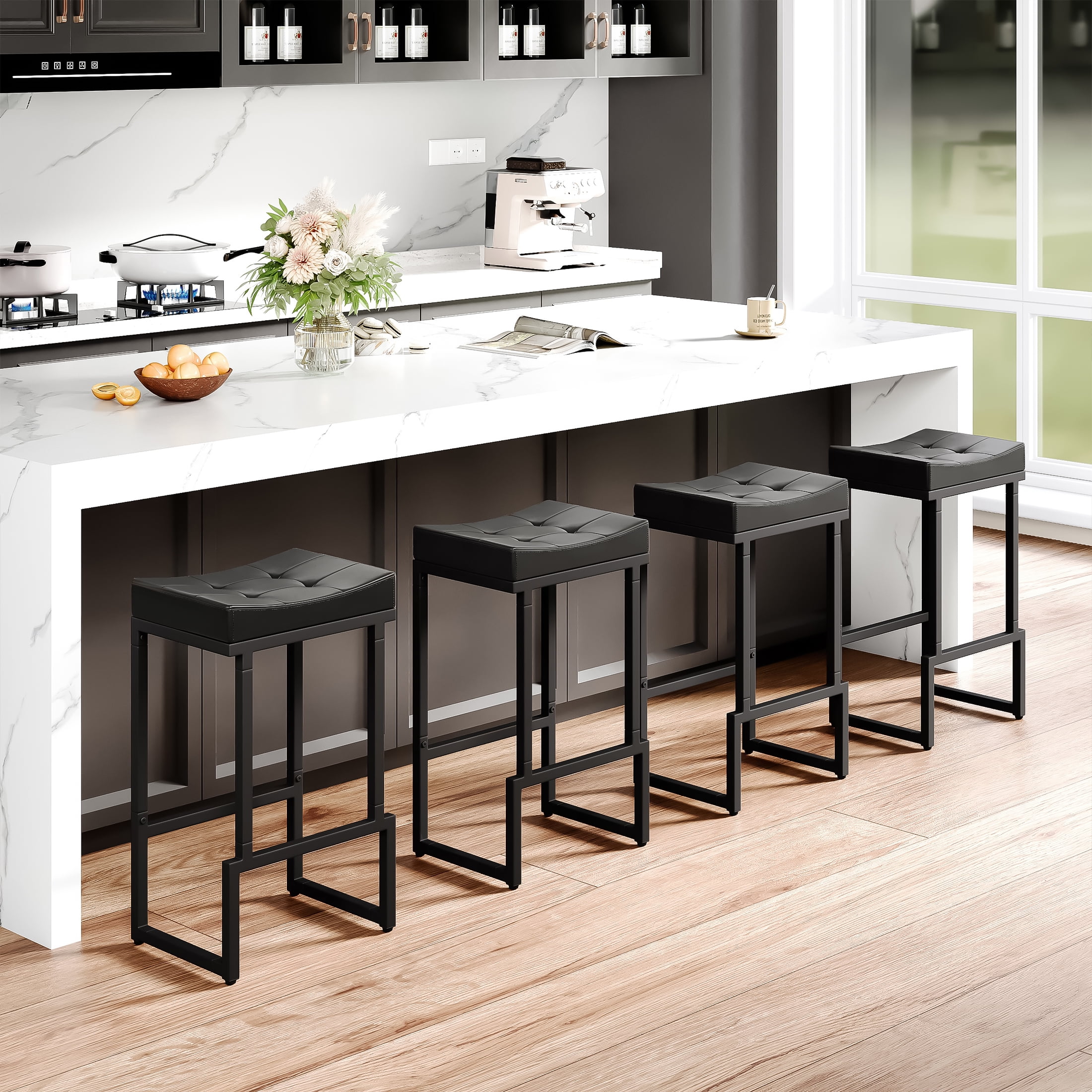 FIRAVOE Bar Stools Set of 4, 28" Counter Height Bar Stools (Backless ...