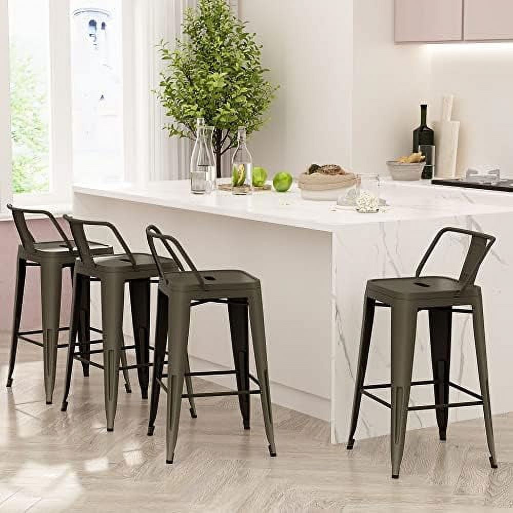 Bar Stools Set of 4 Counter Height Stools Industrial Metal Barstools ...