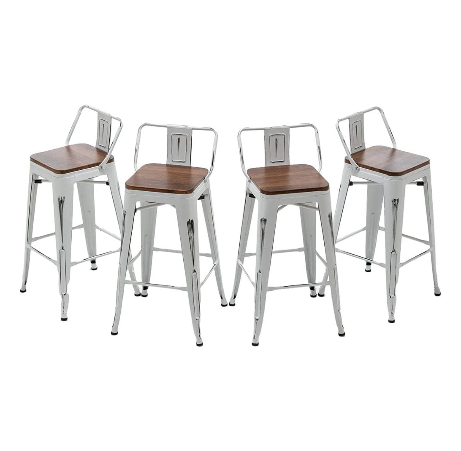 Bar Stools Set of 4 Counter Height Stools Industrial Metal Barstools ...