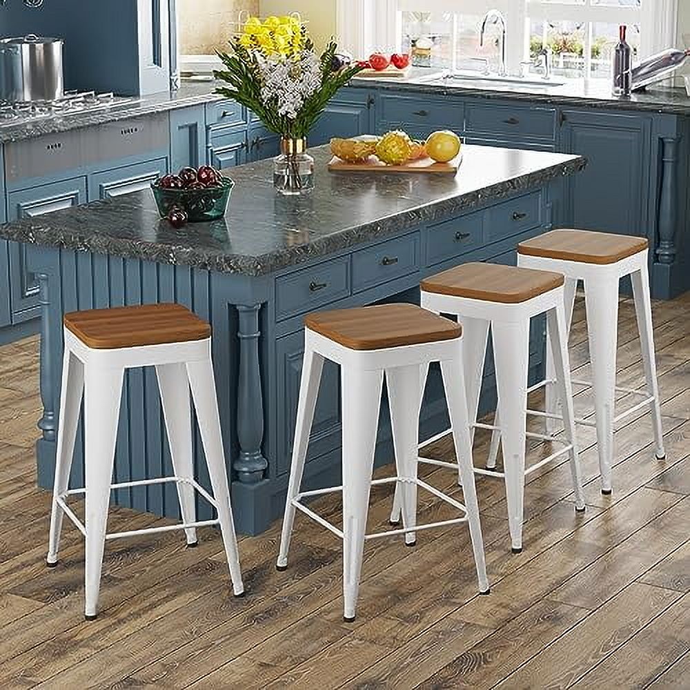 Bar Stools Set of 4 Metal Bar Stool Counter Height Bar Stools Black ...