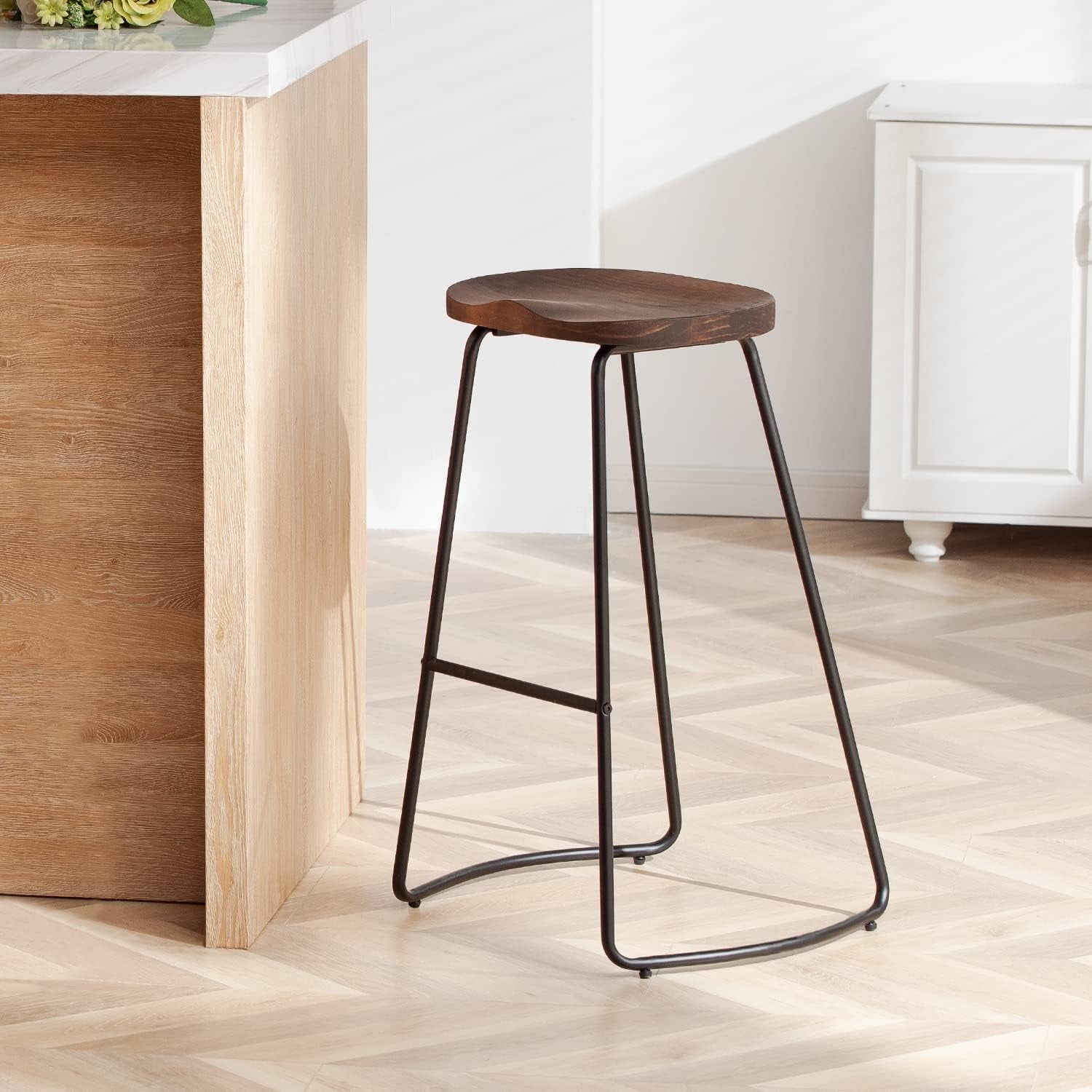 Bar Stools Solid Wood Counter Height Bar Stools 30 Inch Saddle Seat ...