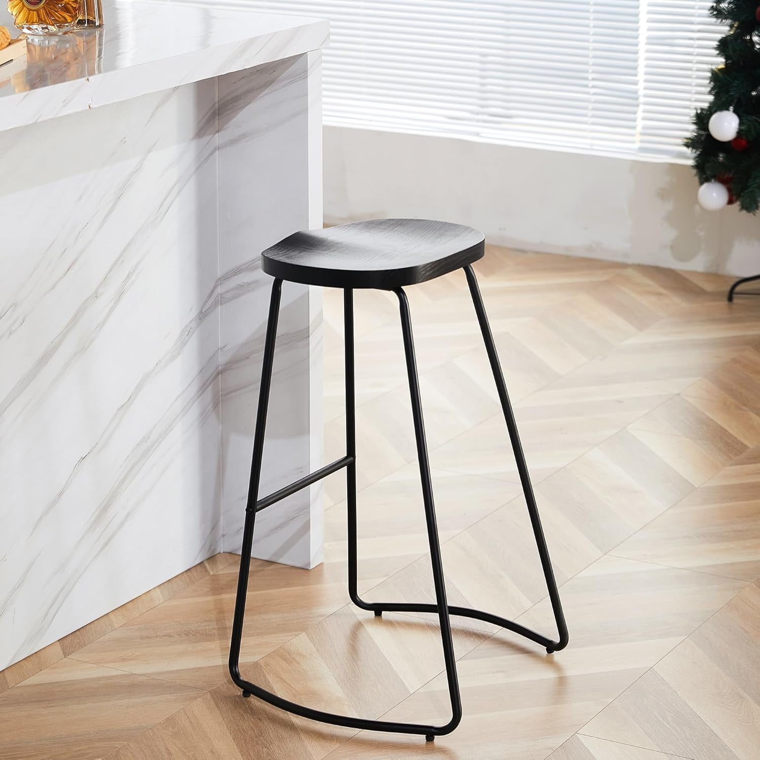 Bar Stools Solid Wood Counter Height Bar Stools 30 Inch Saddle Seat ...