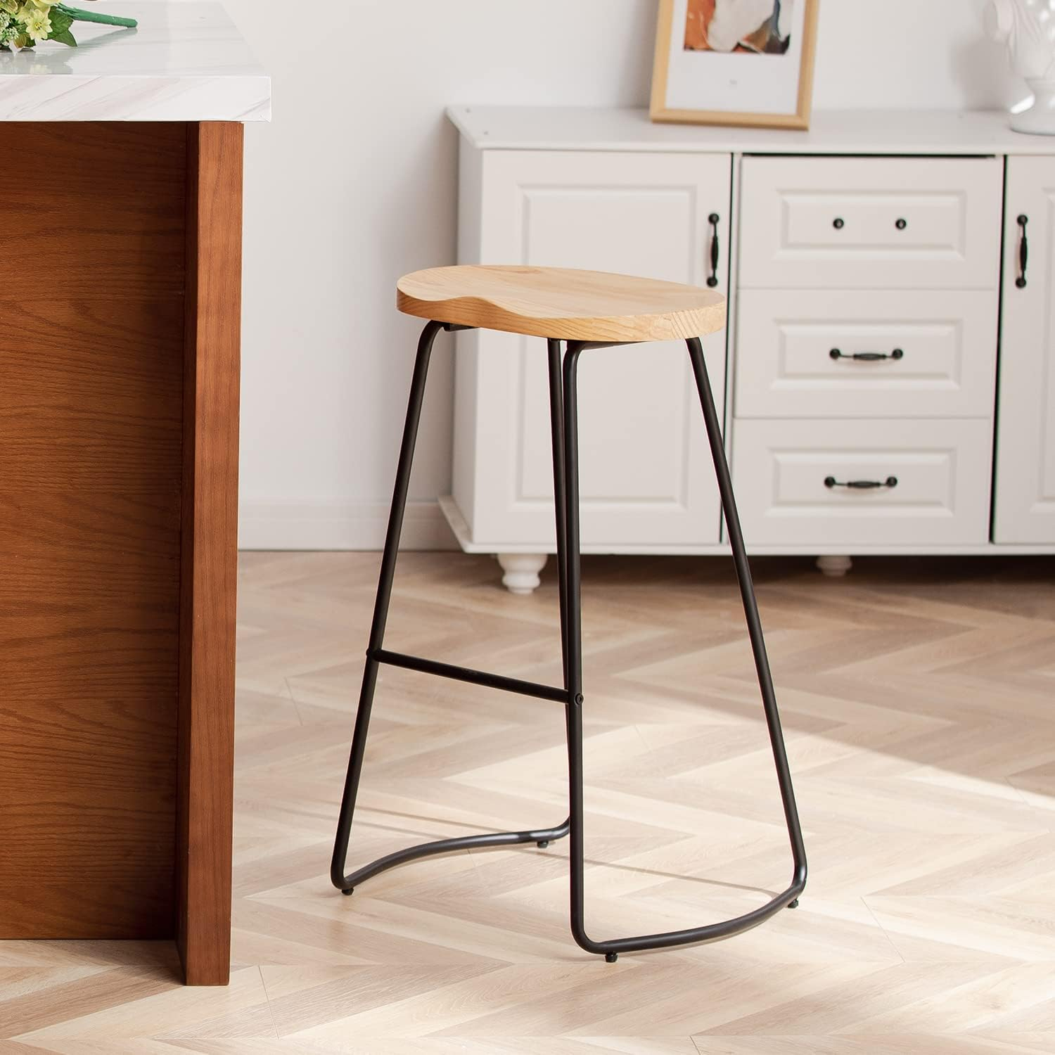 Bar Stools Solid Wood Counter Height Bar Stools 30 Inch Saddle Seat ...