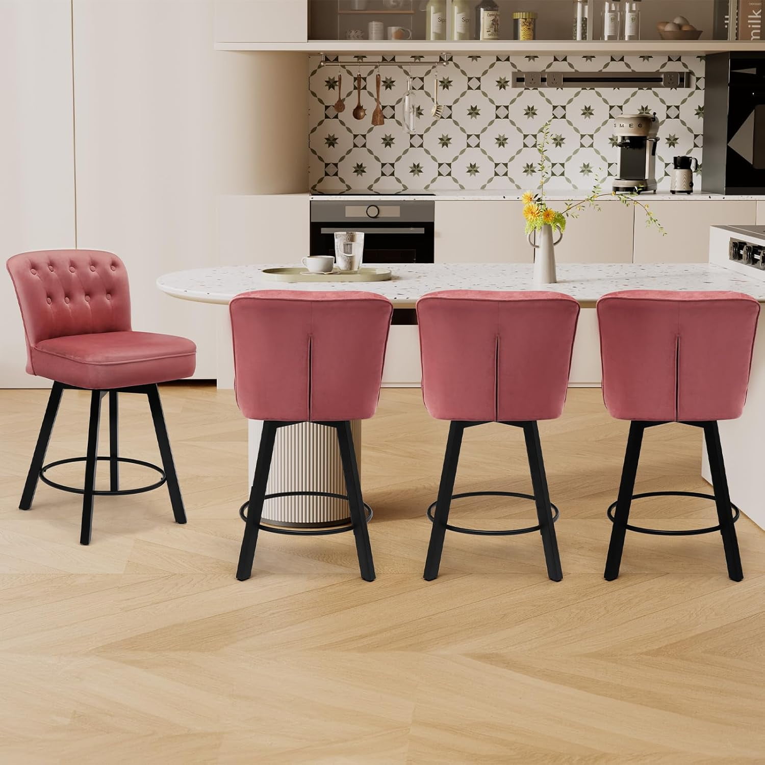 Bar Stools Teddy Counter Height Swivel Chair with Wide Upholstered Seat ...