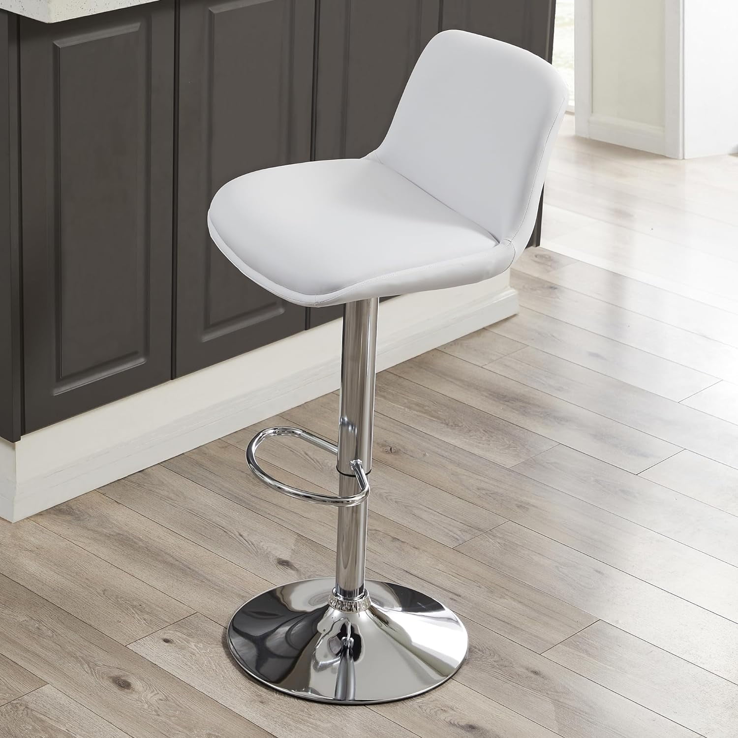 Bar Stools Upholstered Swivel Stool with Back for Bar and Counter ...
