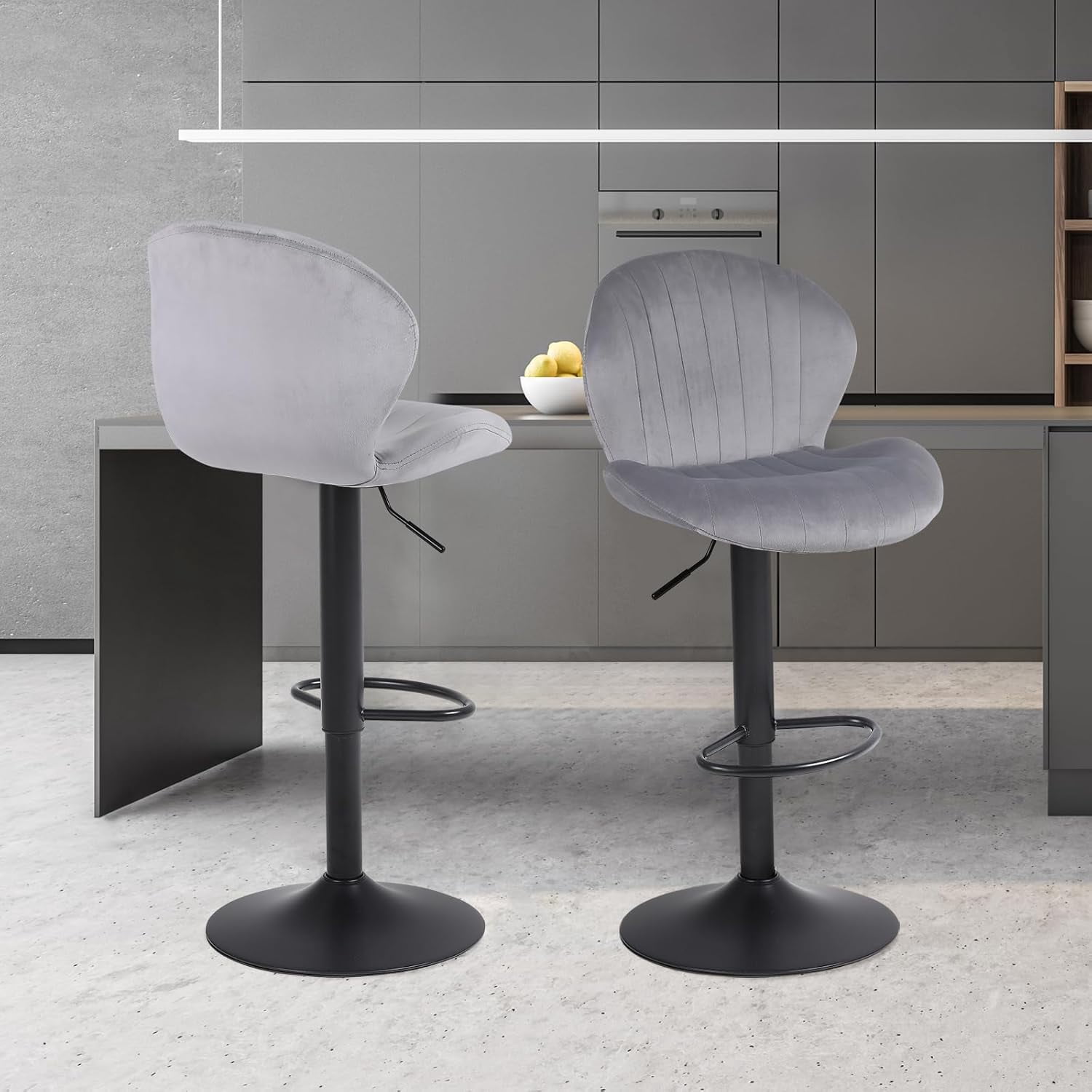 Bar Stools Velvet Height Adjustable Swivel Barstools Armless Island ...