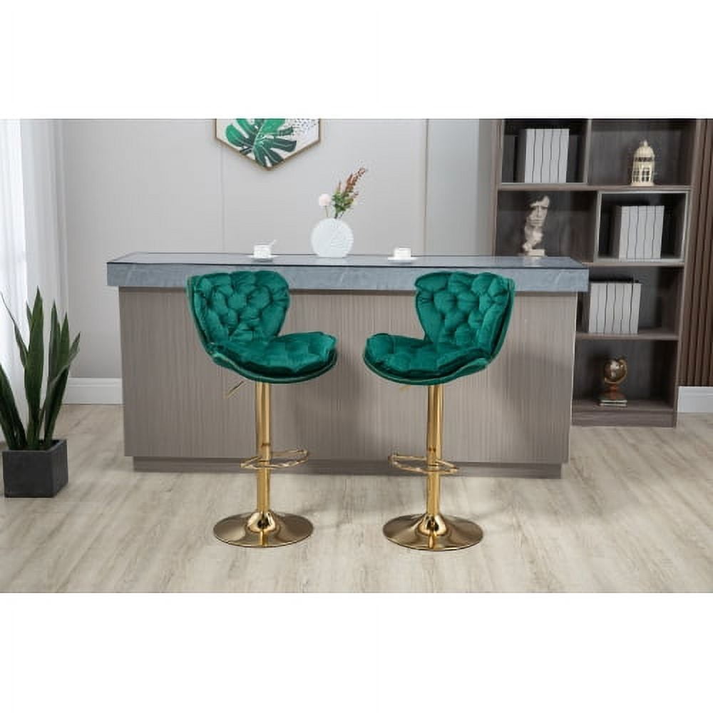 Bar Stools,Velvet Swivel Bar Stool with Curved Back and Footrest,Modern ...