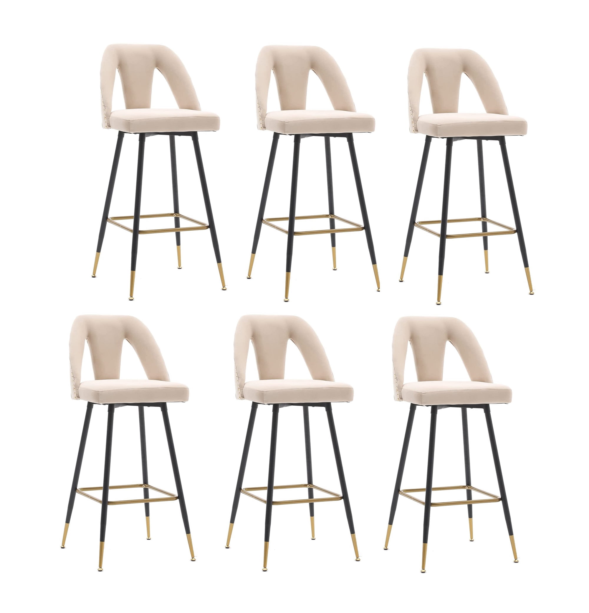 Bar Stools Velvet Upholstered Barstools with Back Bar Chairs 30 inch ...