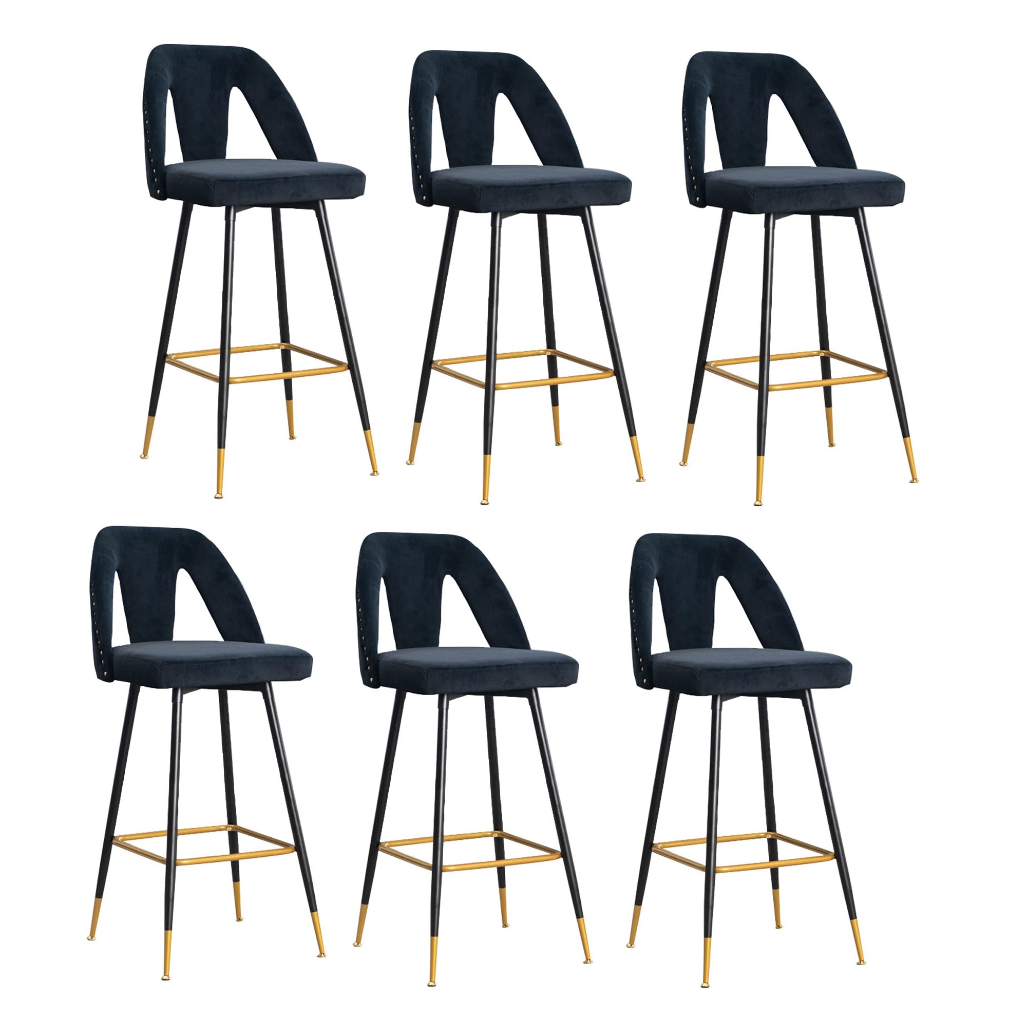 Bar Stools Velvet Upholstered Barstools with Back Bar Chairs 30 inch ...