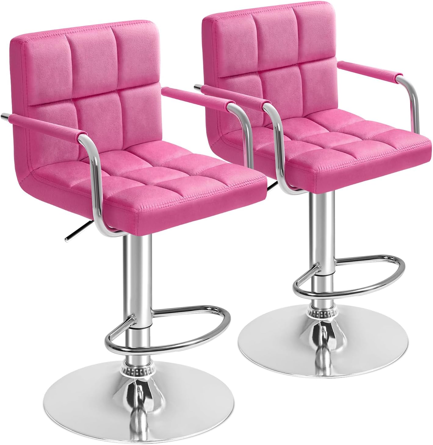 Bar Stools with Armrest Modern Velvet Swivel Adjustable Hydraulic Bar ...