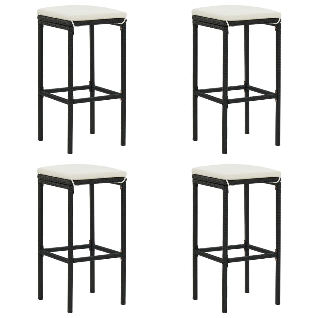 Bar Stools with Cushions 4 pcs Black Poly Rattan - Walmart.com