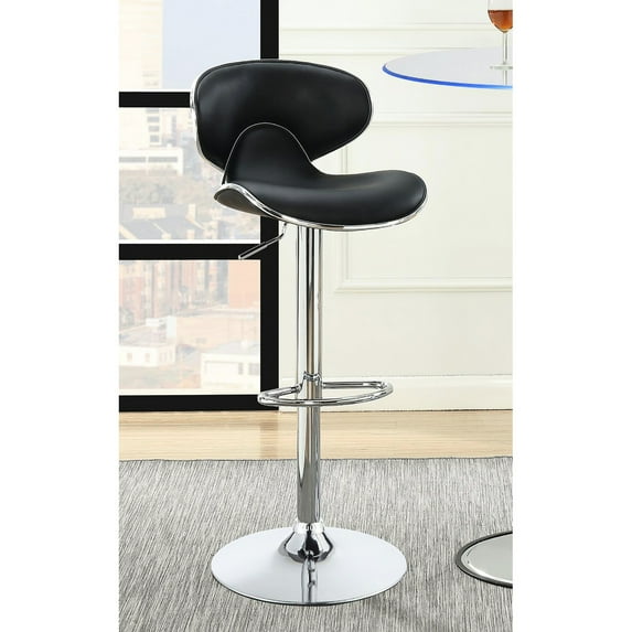 Bar Stools with Versatile Design / Set of 2, Black and Chrome, Curved ...