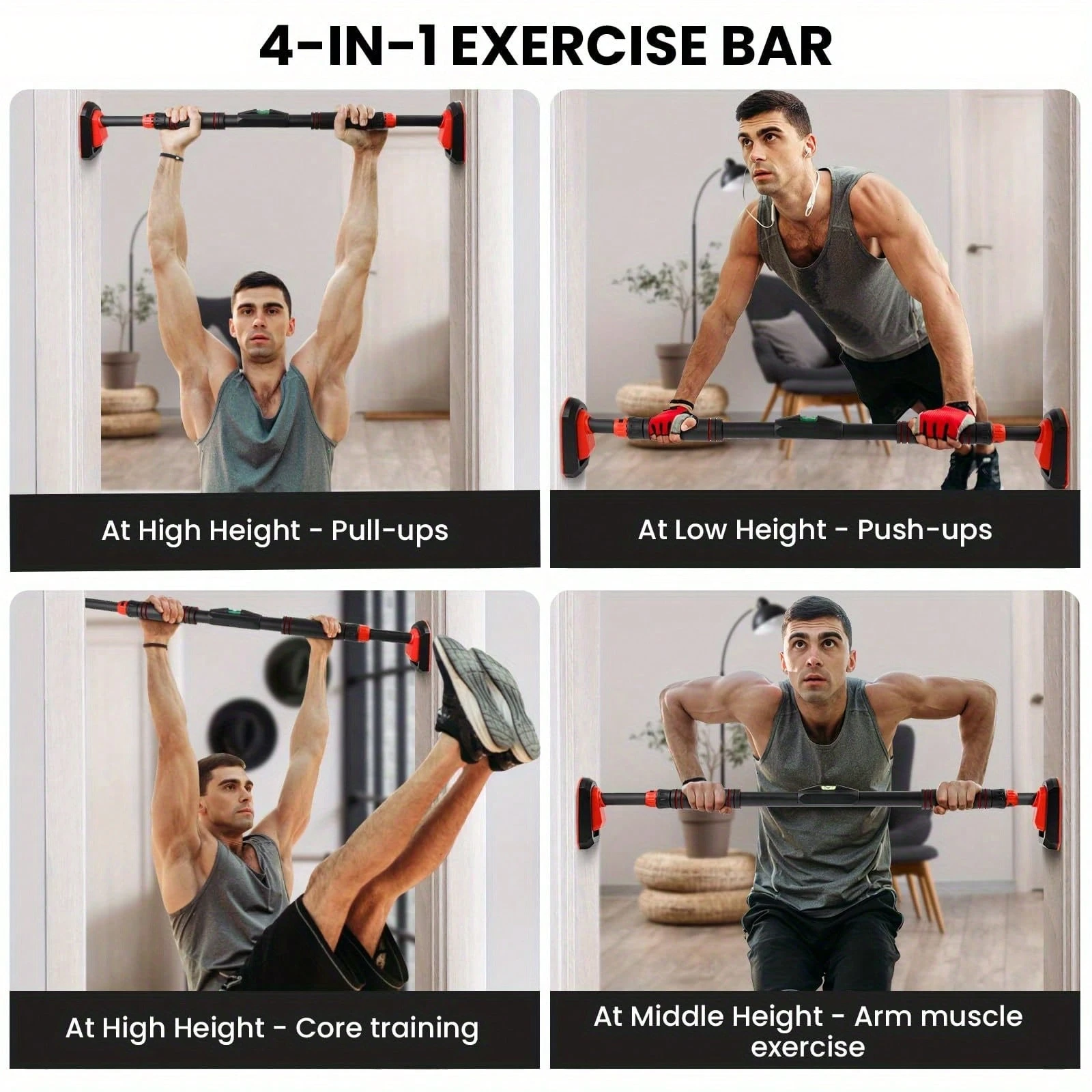 Up Bar: Strength Training Chin Up Bar With No Screws - Adjustable 28.7 ...