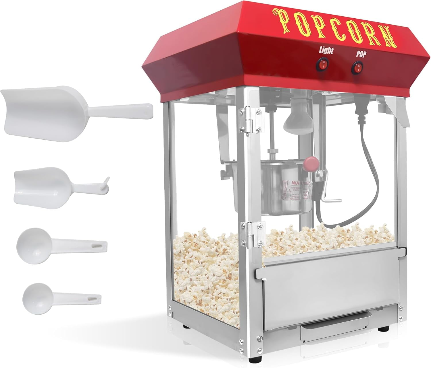 Bar Style Popcorn Machine, 6-Ounce Kettle Stainless Steel Popcorn Maker ...